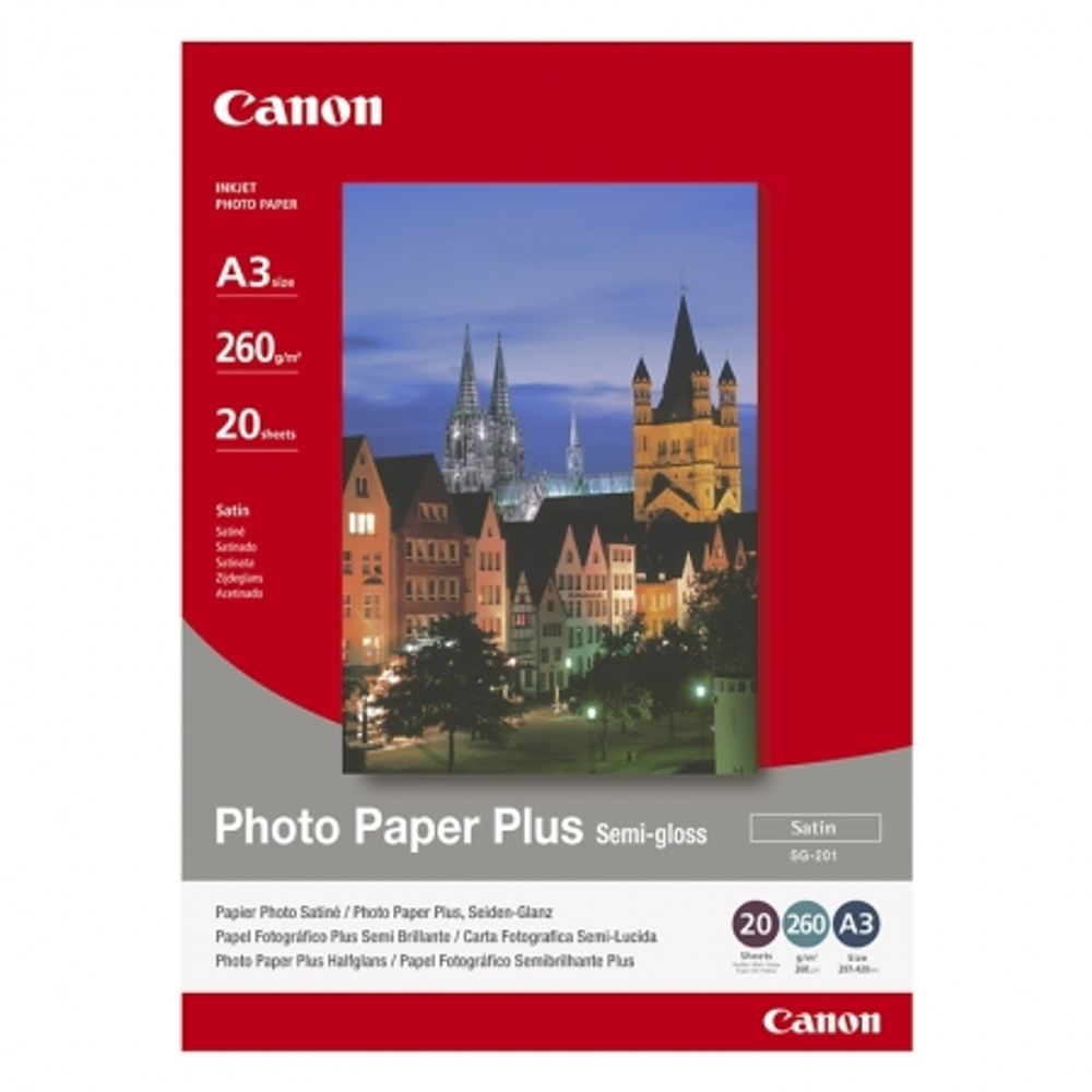 Canon Photo Paper Plus Semi-Gloss Satin A3 20 coli 260g/mp (CANSG201A3 ...